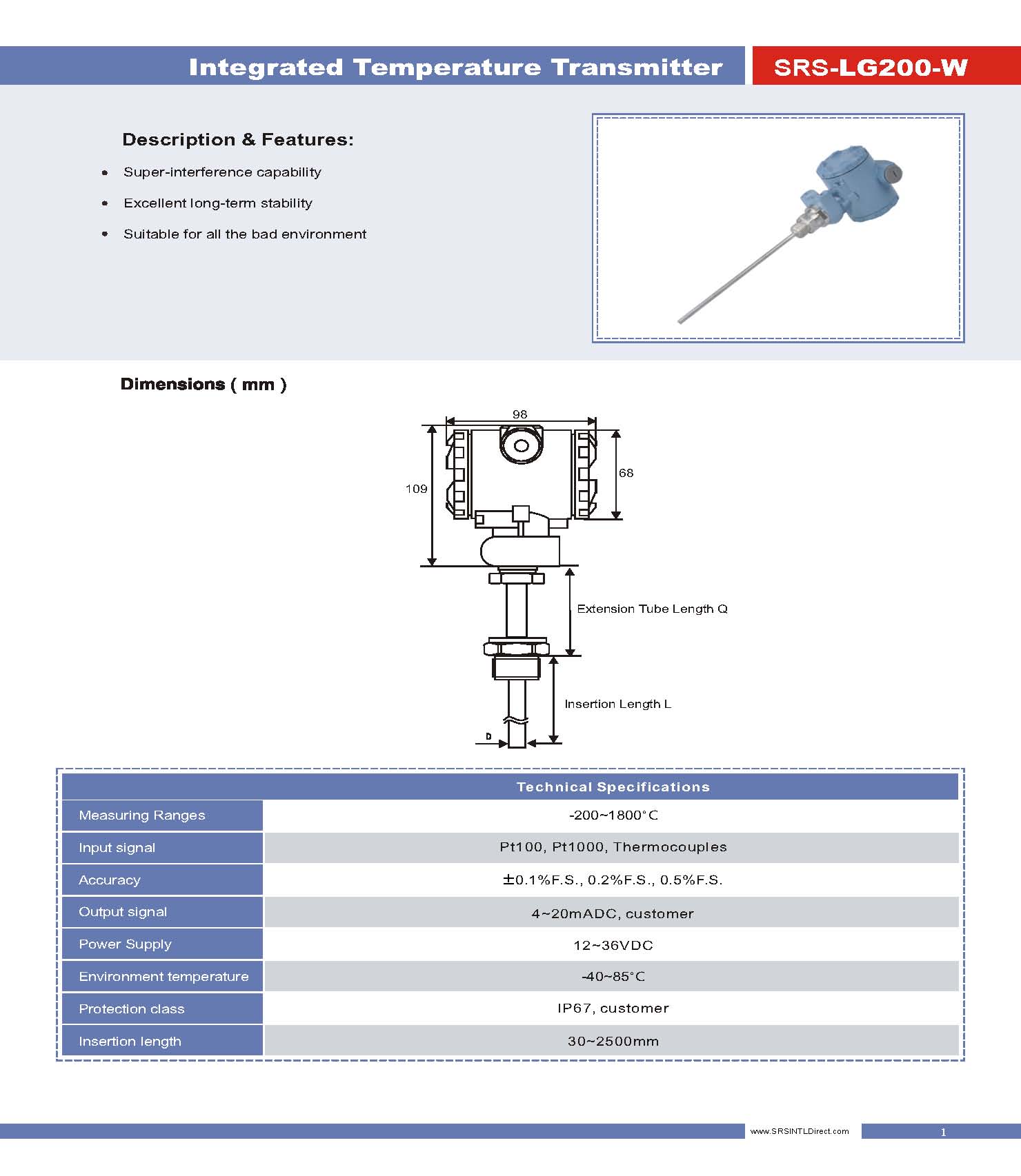SRSDirect RTDPT100 Sensor
